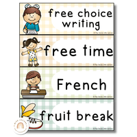 Visual Timetable Daily Schedule - Daisy Gingham Pastels Decor