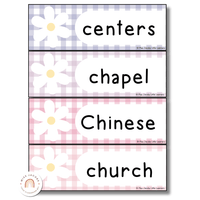 Visual Timetable Daily Schedule - Daisy Gingham Pastels Decor