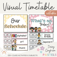 Visual Timetable Daily Schedule - Daisy Gingham Pastels Decor