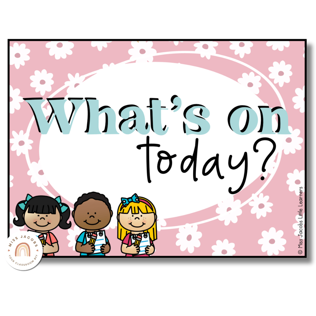 Visual Timetable Daily Schedule - Daisy Gingham Pastels Decor