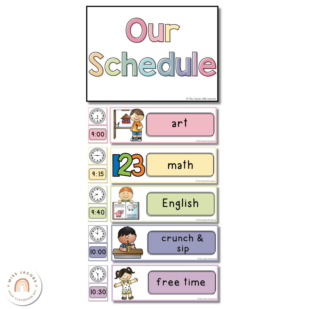 Visual Timetable Daily Schedule - Simply Pastel Classroom Decor
