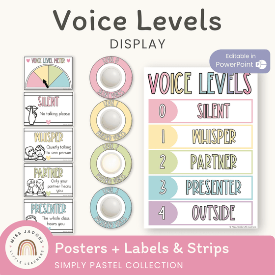 Voice Level Display | PASTELS Classroom Decor – Miss Jacobs Little Learners