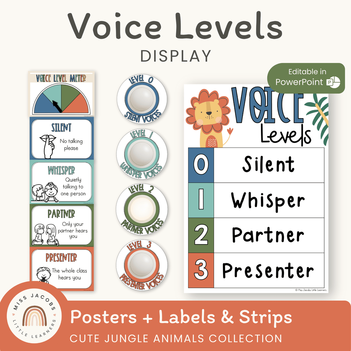 Voice Levels Display | Cute Jungle Animals – Miss Jacobs Little Learners