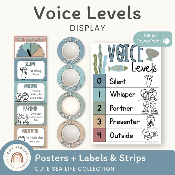 Voice Levels Chart - Cute Sea Life Classroom Decor – Miss Jacobs Little ...