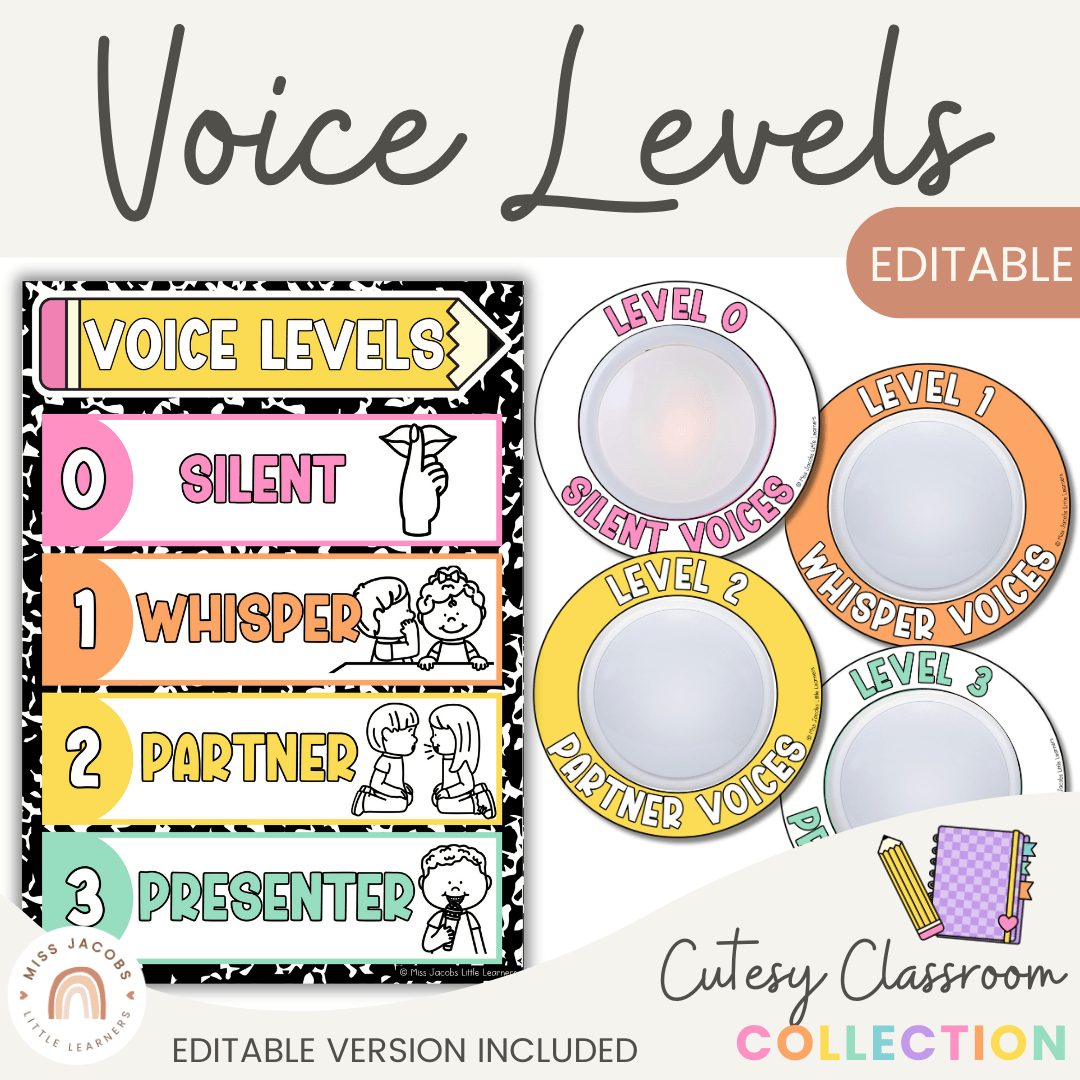 Voice Levels Chart - Cutesy Classroom Theme - Miss Jacobs - Default Title