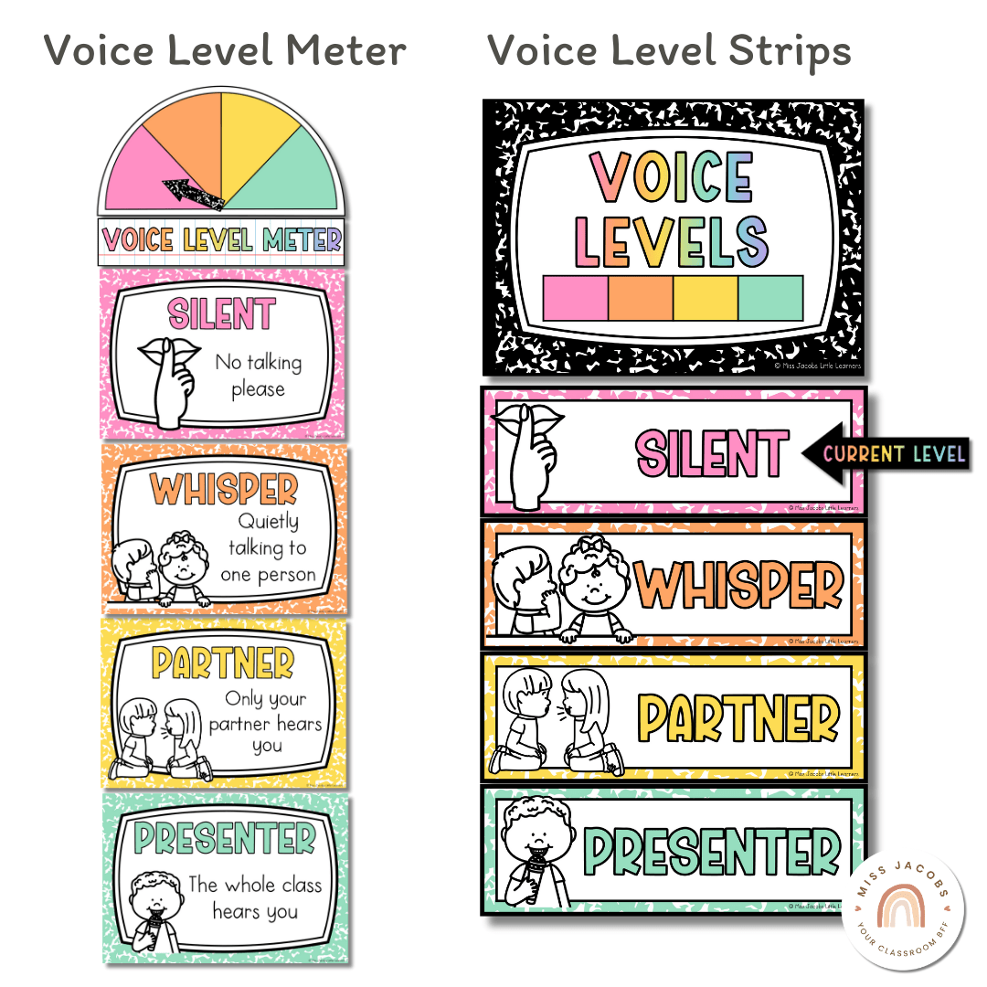 Voice Levels Chart - Cutesy Classroom Theme - Miss Jacobs - Default Title