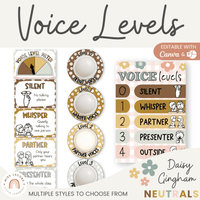 Voice Levels Chart - Daisy Gingham Neutrals Decor