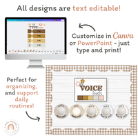 Voice Levels Chart - Daisy Gingham Neutrals Decor
