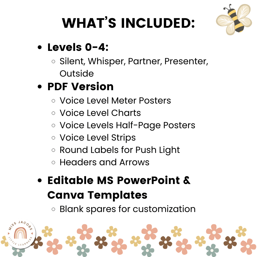 Voice Levels Chart - Daisy Gingham Neutrals Decor