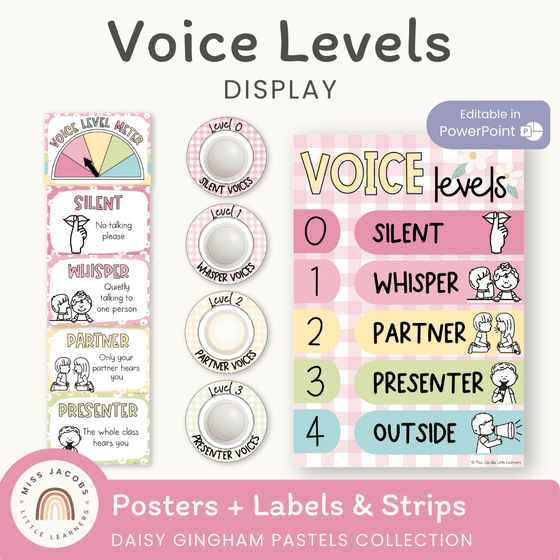 Voice Levels Display - Push Light Noise Levels - Daisy Gingham Pastels ...