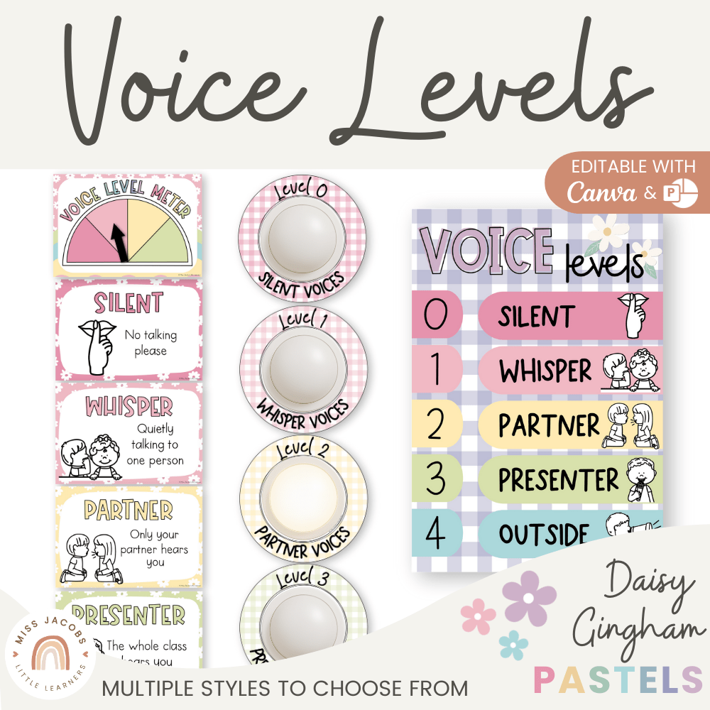 Voice Levels Display - Push Light Noise Levels - Daisy Gingham Pastels
