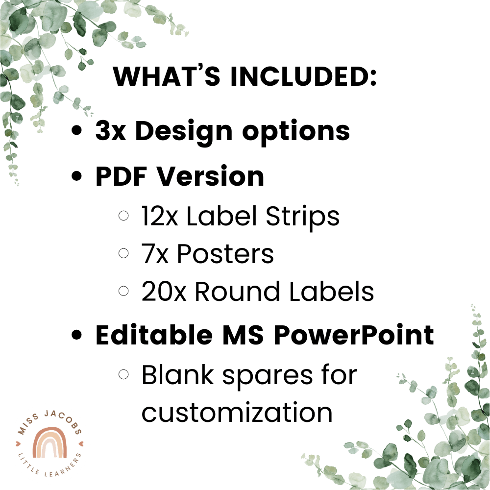 Voice Levels Chart - Modern Botanical Theme - Miss Jacobs - Default Title
