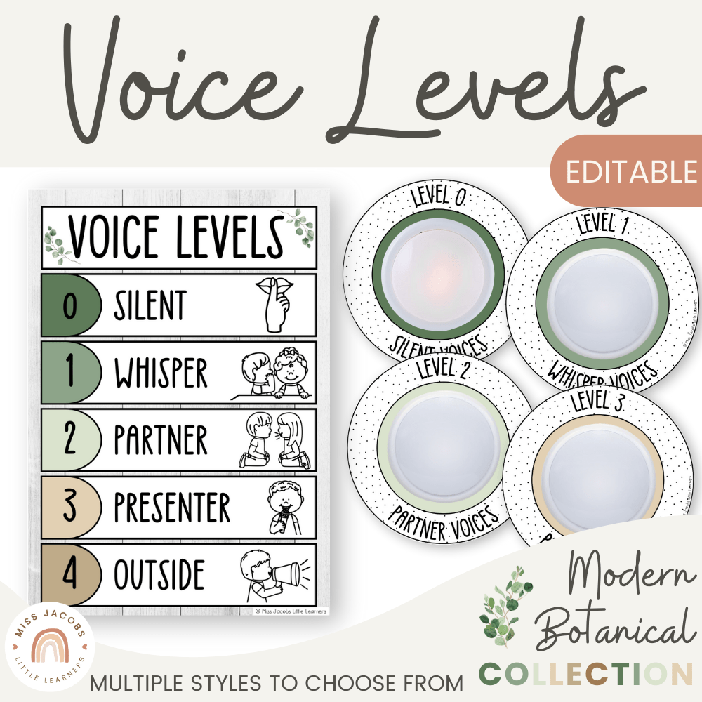 Voice Levels Chart - Modern Botanical Theme - Miss Jacobs - Default Title