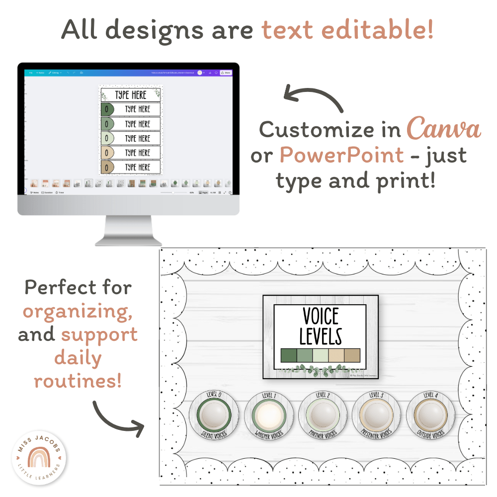 Voice Levels Chart - Modern Botanical Theme - Miss Jacobs