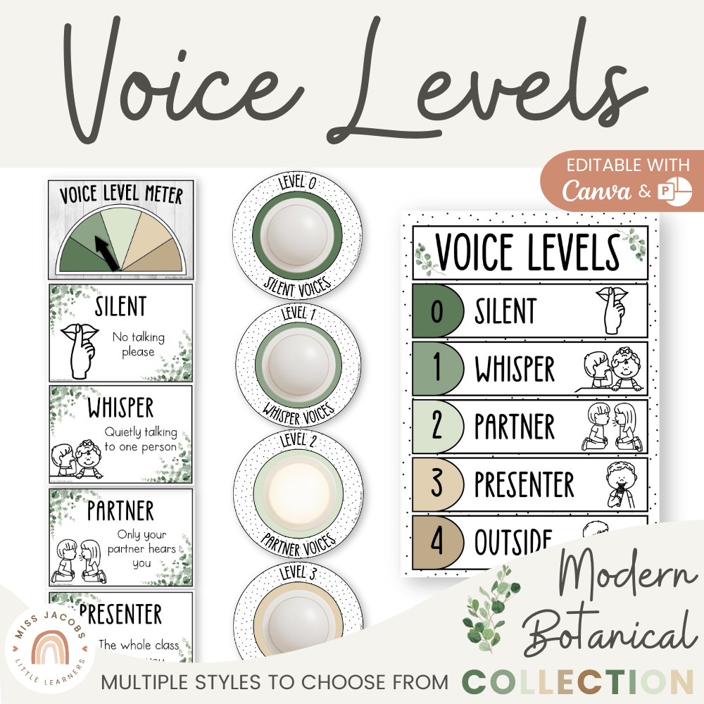 Voice Levels Chart - Modern Botanical Theme - Miss Jacobs