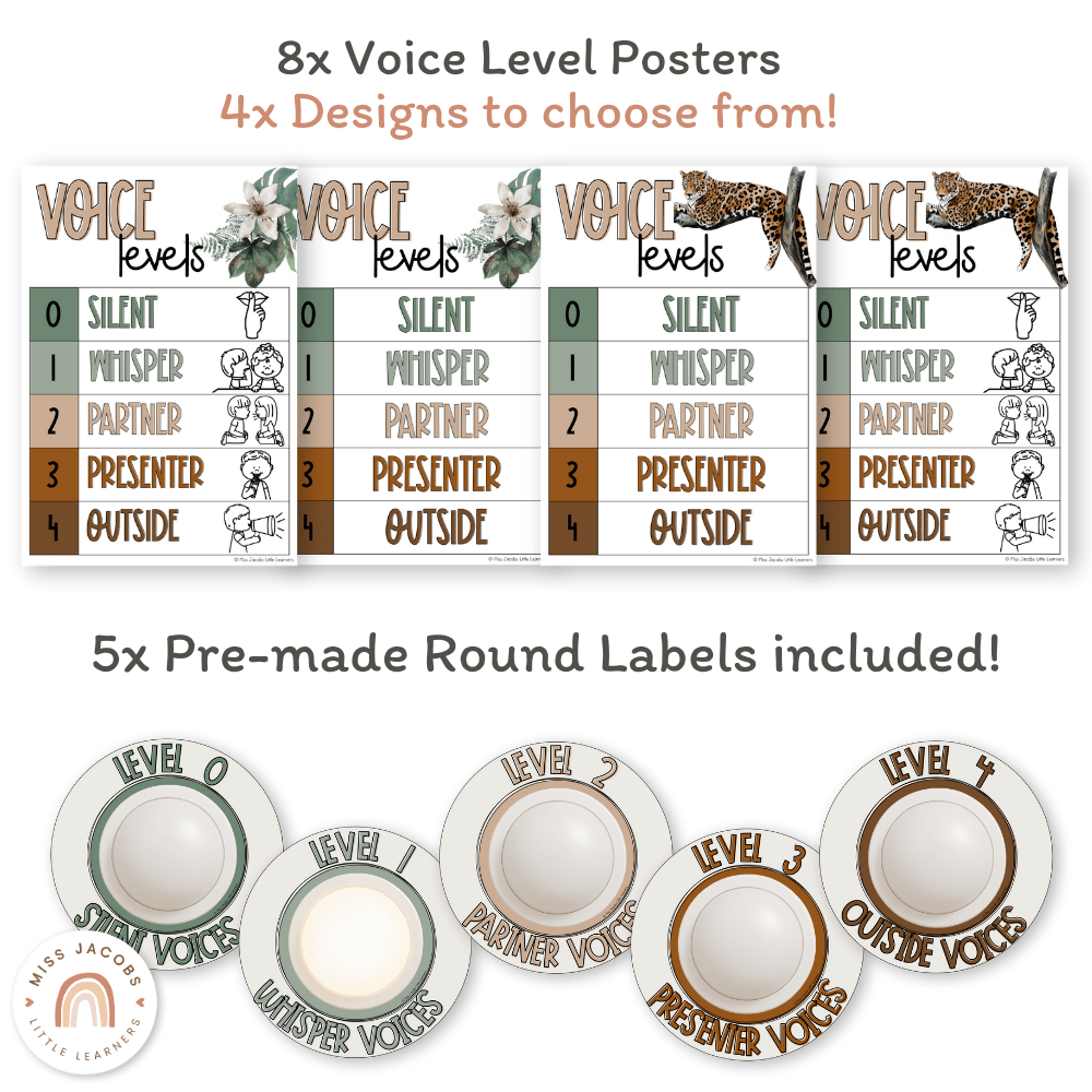 Voice Levels Chart - Modern Jungle Classroom Decor – Miss Jacobs Little ...