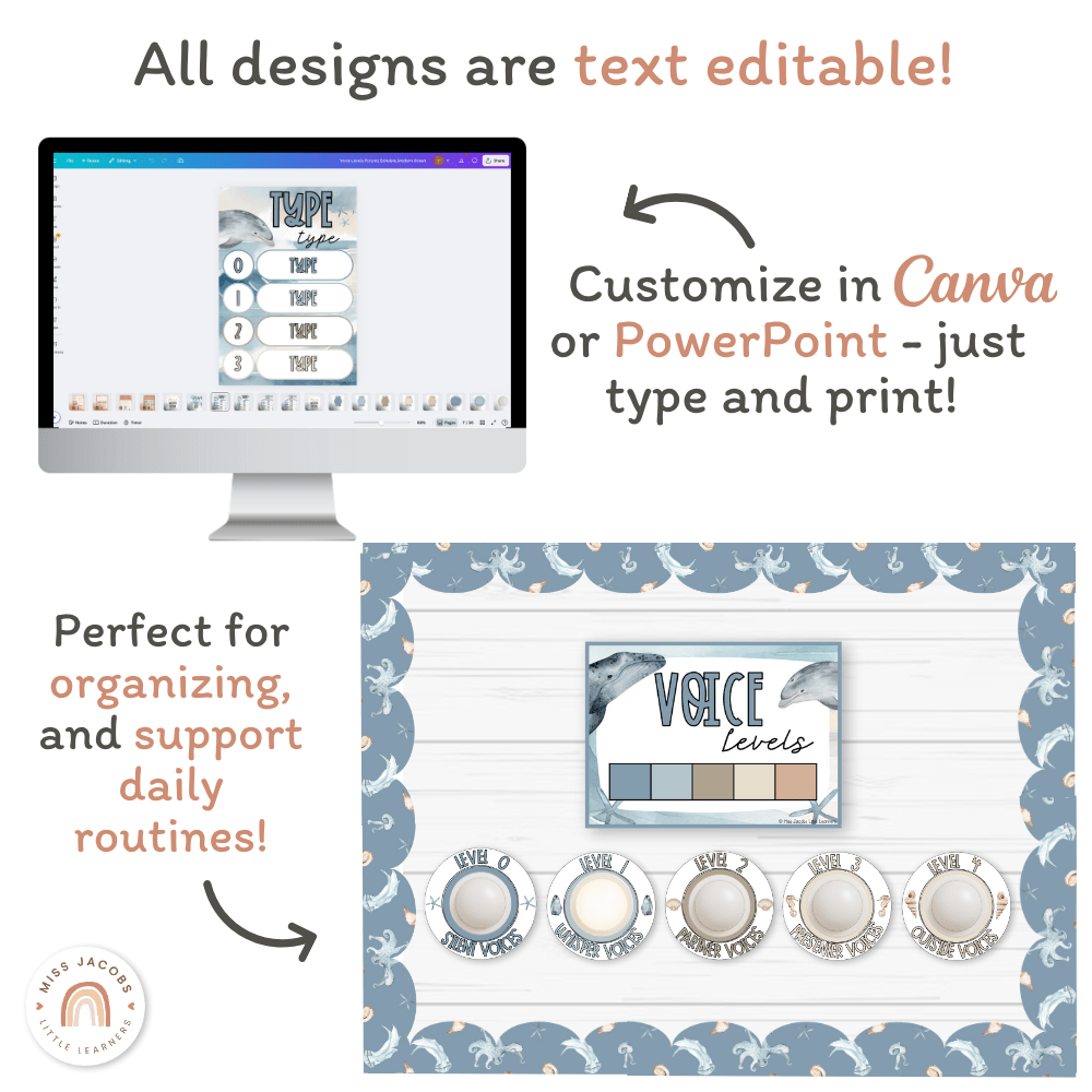 Voice Levels Chart - Modern Ocean Classroom Decor