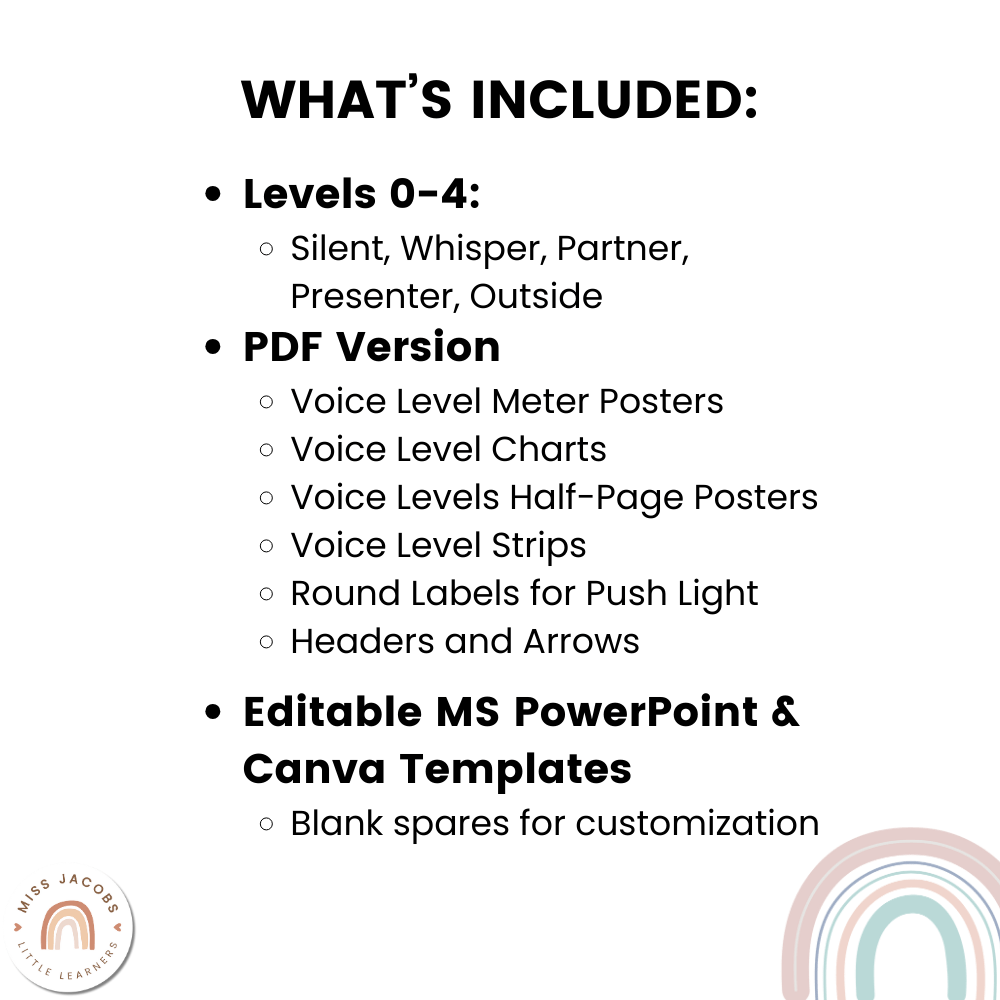 Voice Levels Chart - Modern Rainbow Theme - Miss Jacobs – Miss Jacobs ...