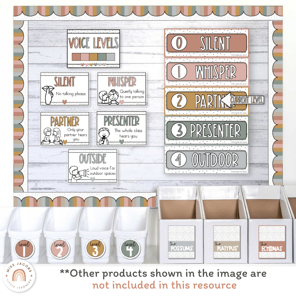 Voice Levels Chart - Spotty Boho Classroom Decor