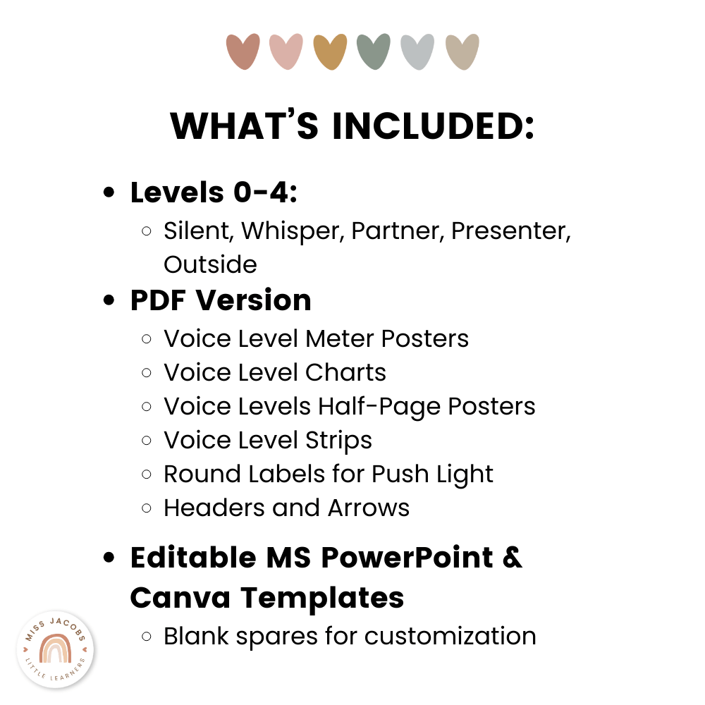 Voice Levels Chart - Spotty Boho Classroom Decor