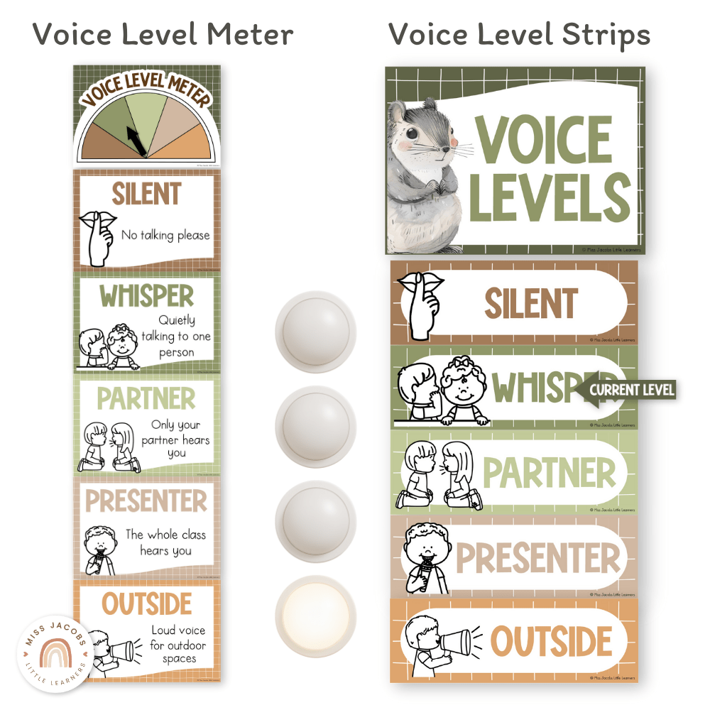 Voice Levels Chart - Woodland Theme Classroom Decor - MJLL – Miss ...