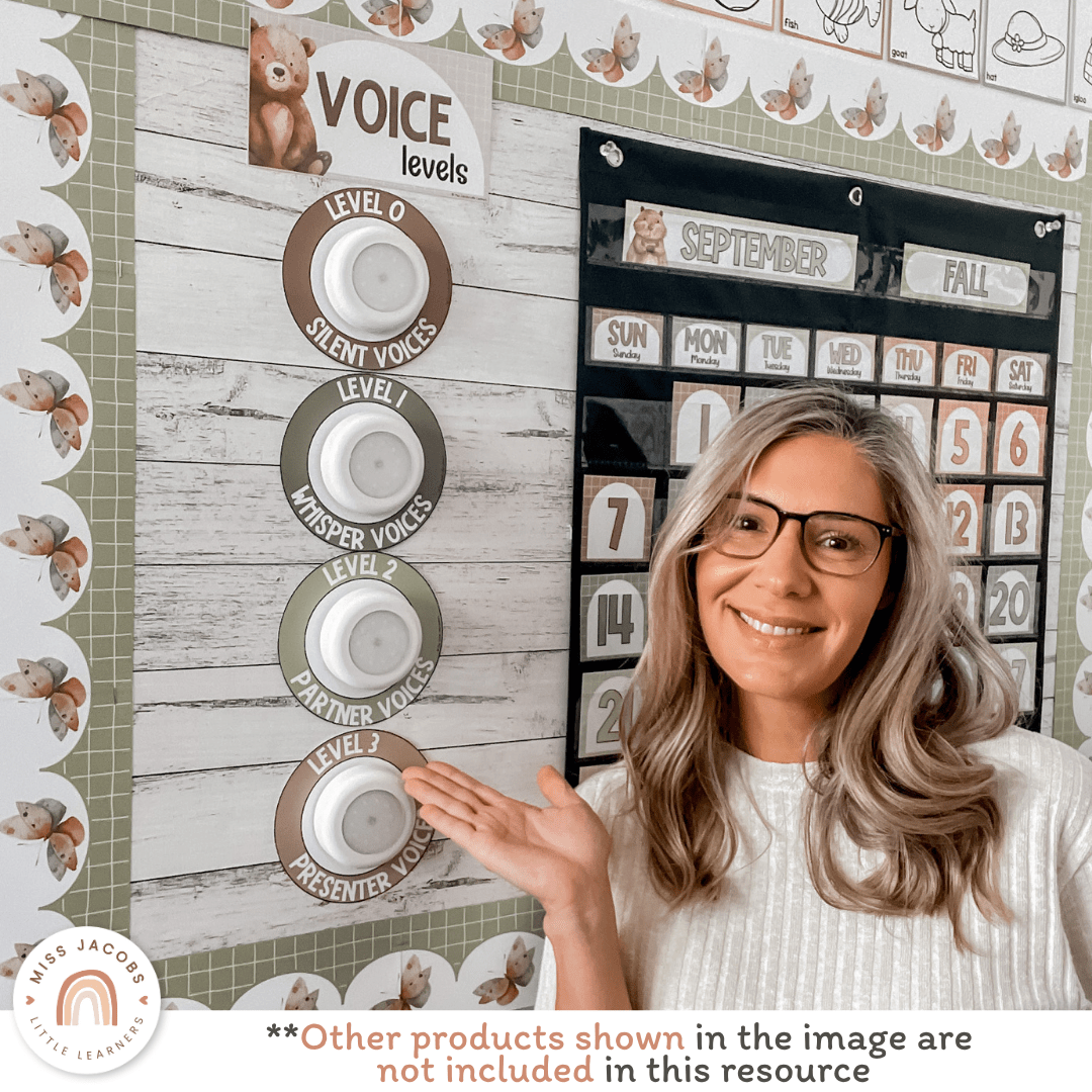 Voice Levels Chart - Woodland Theme Classroom Decor - MJLL – Miss ...
