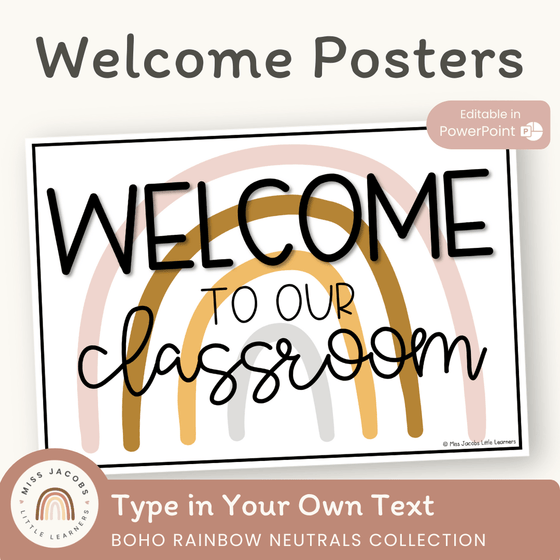 Welcome Sign - Boho Rainbow Neutrals Classroom Theme - Miss Jacobs ...