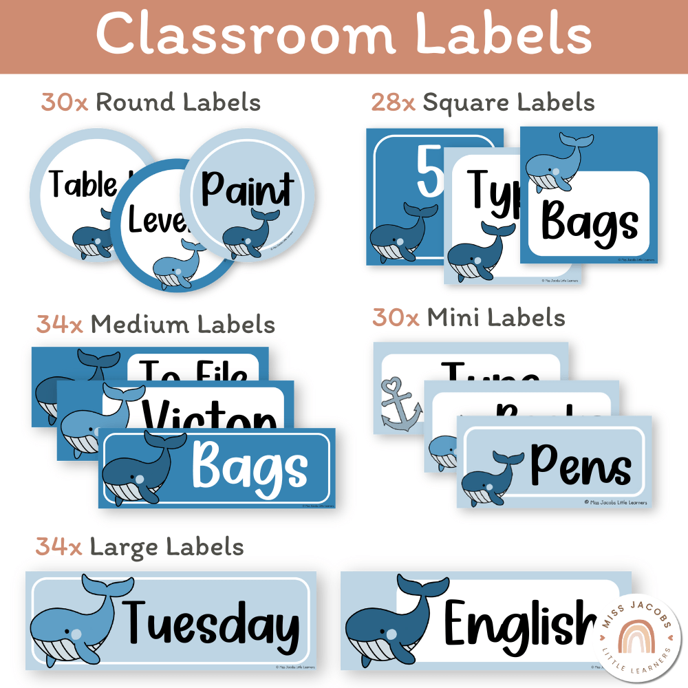 Whale Theme Classroom Essentials Decor Pack - Miss Jacobs – Miss Jacobs ...