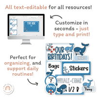 Whale Theme Classroom Essentials Decor Pack - Miss Jacobs – Miss Jacobs ...