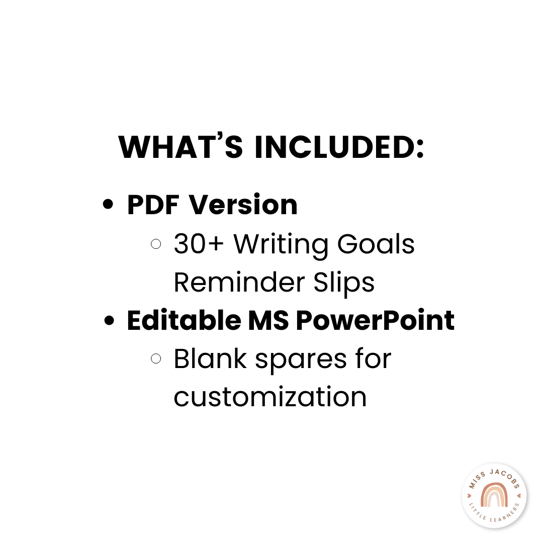 Writing Goals - Reminder Slips | Editable