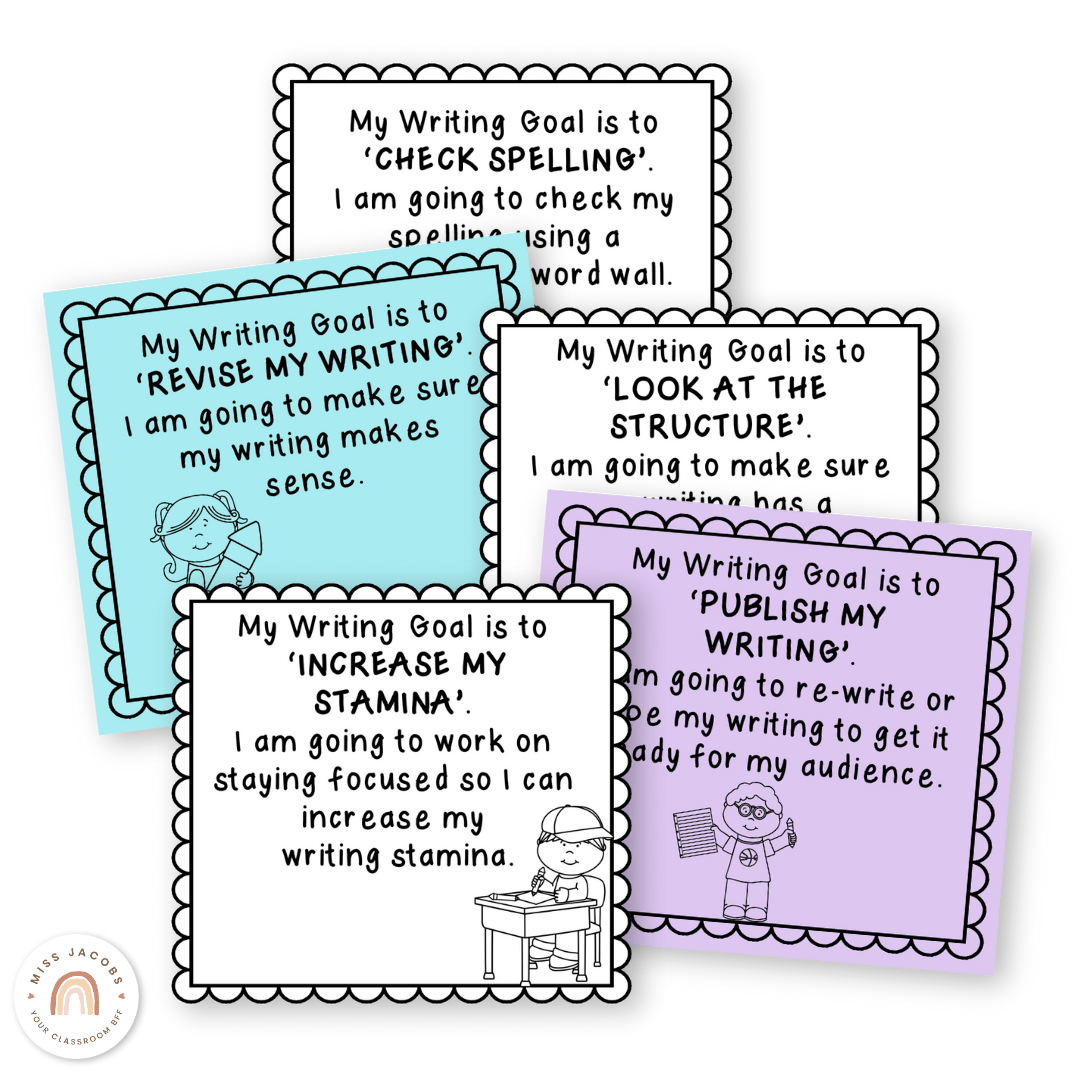 Writing Goals - Reminder Slips | Editable