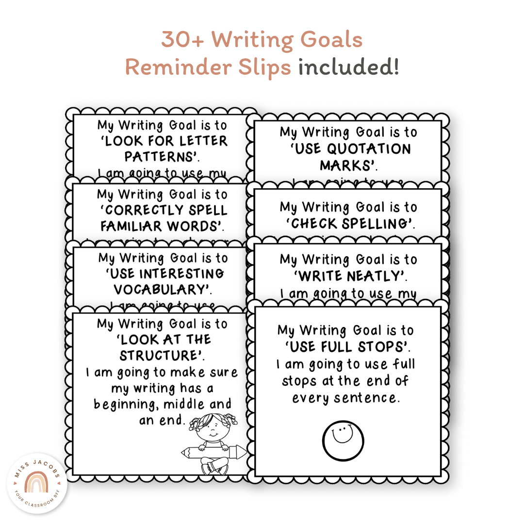 Writing Goals - Reminder Slips | Editable
