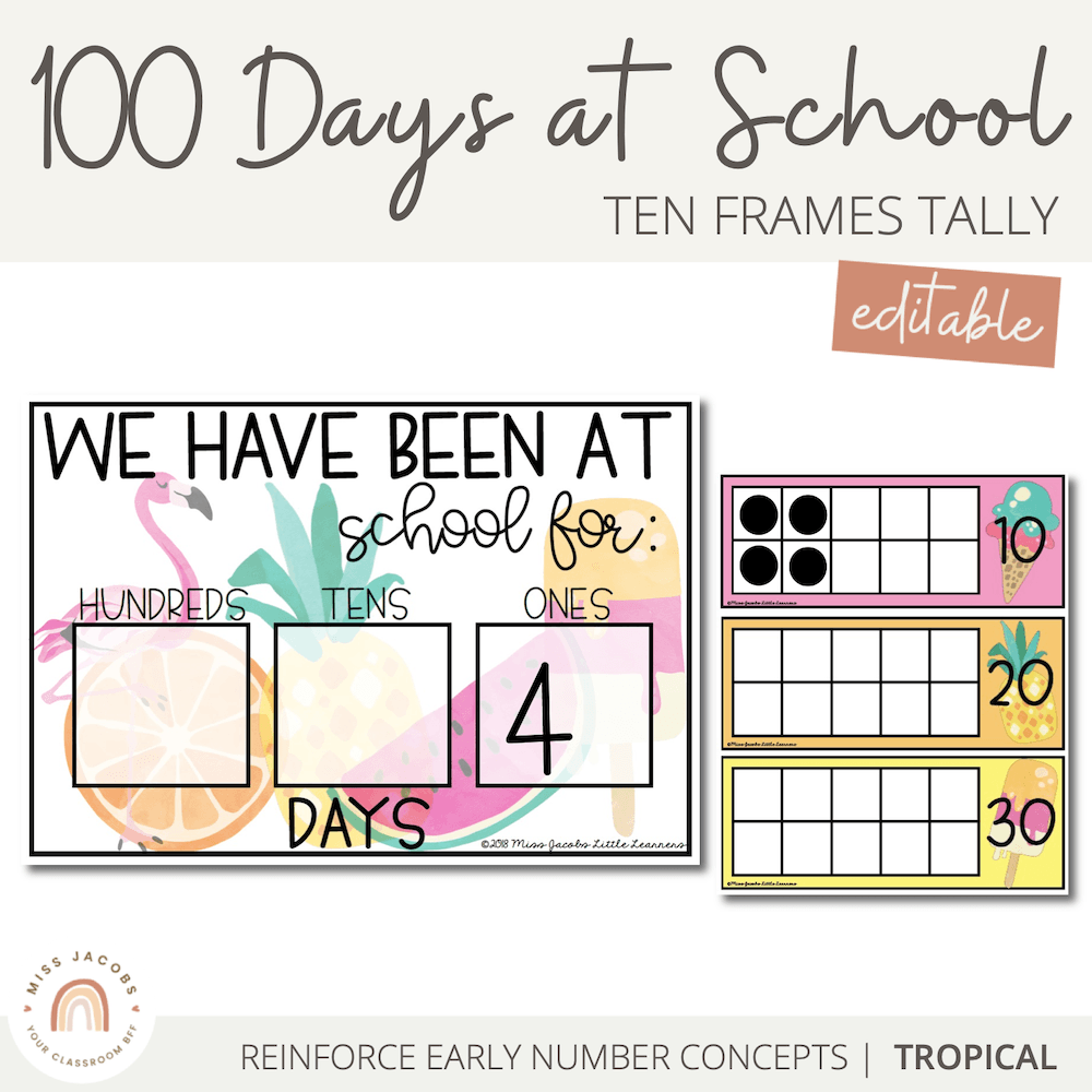 100 days of School Tally | Tropical