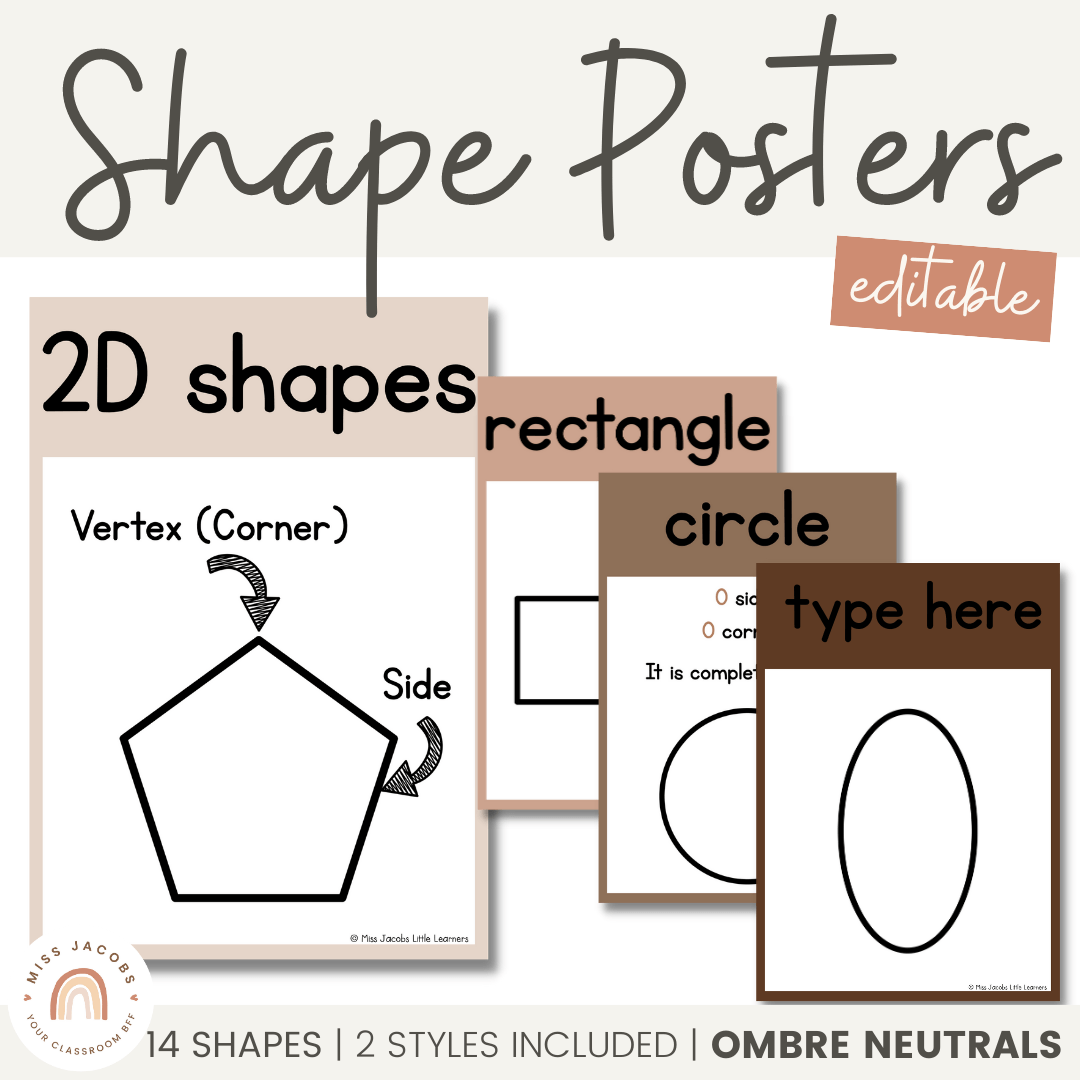 2D Shape Posters | Ombre Neutral Math