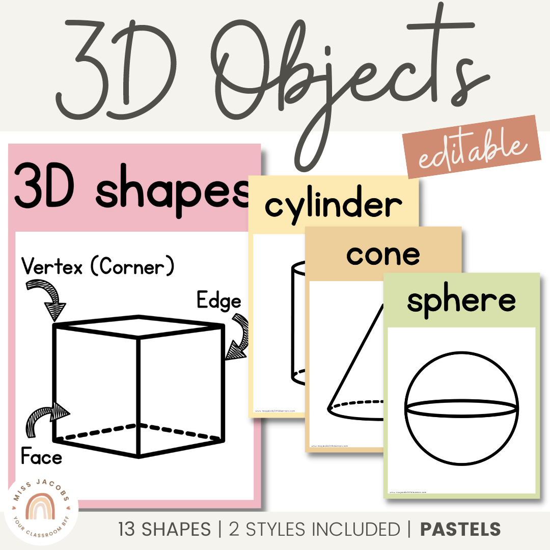 3D Shapes Posters | Pastels - Default Title - Miss Jacobs Little Learners