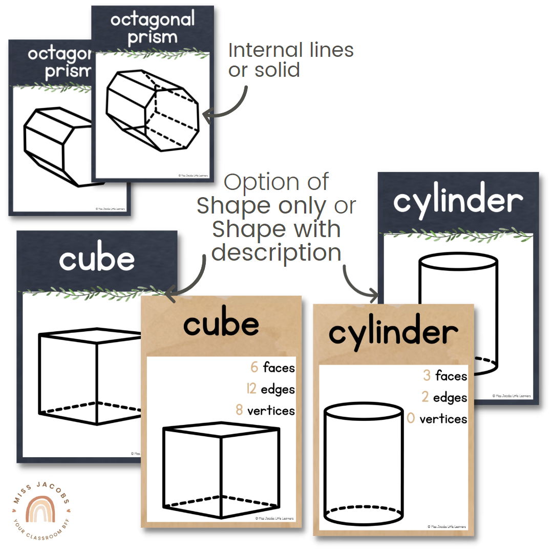 3D Shapes Posters | Boho Plants