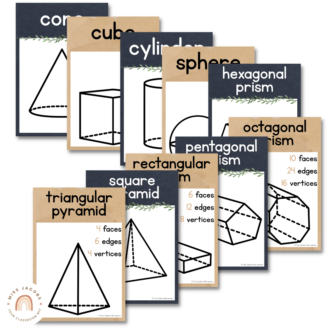 3D Shapes Posters | Boho Plants