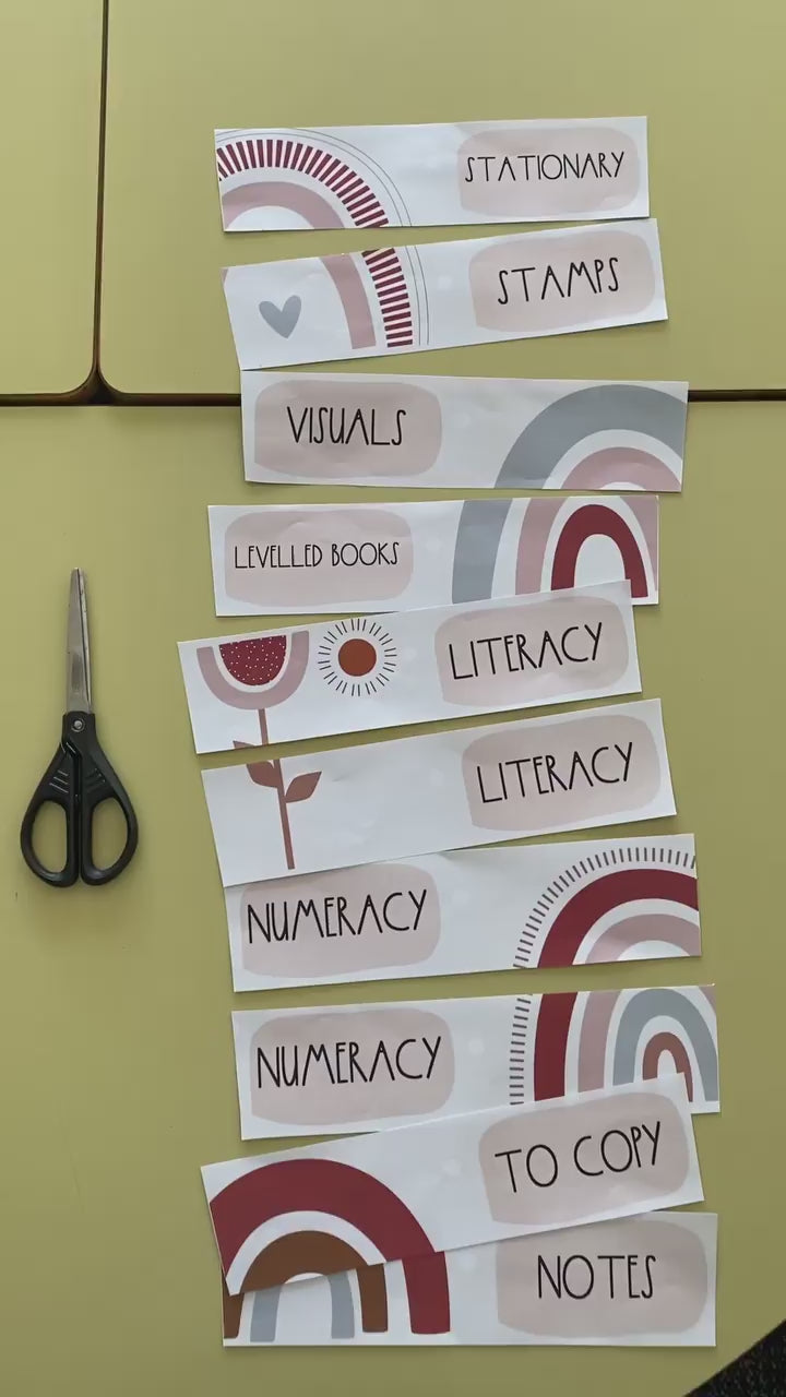 Earthy Rainbow Trolley Labels | Editable