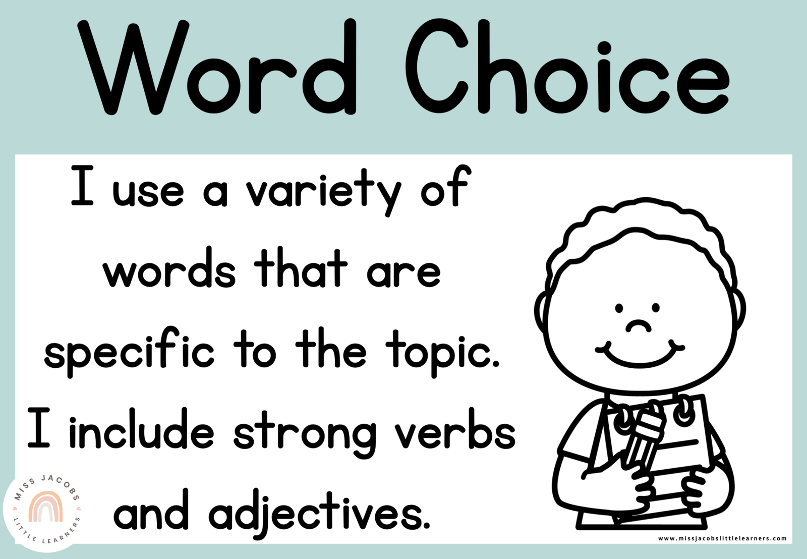 6 + 1 Traits of Writing Posters - Rainbow Calm Colors