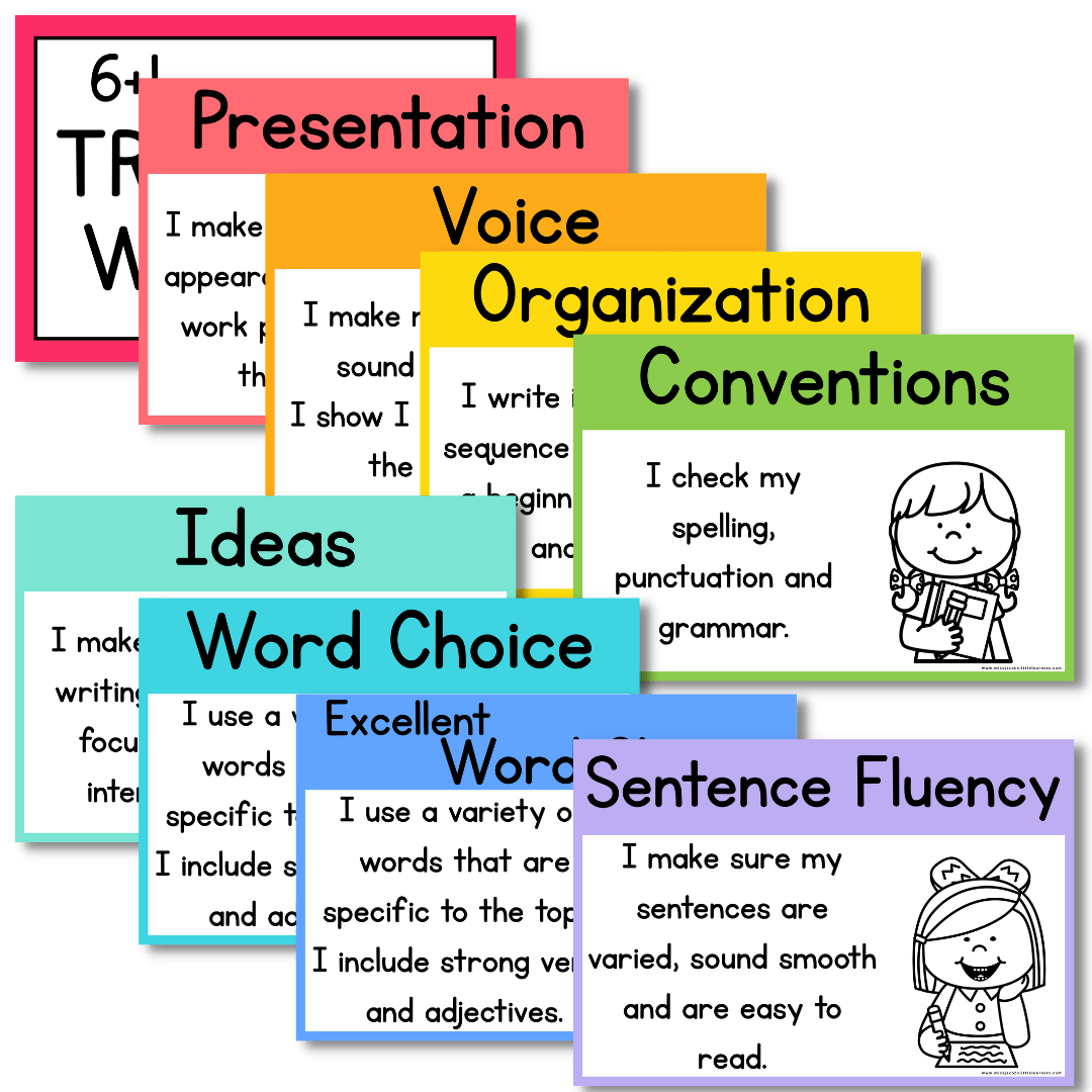 6 + 1 Traits of Writing Posters - Bright Theme - Miss Jacobs