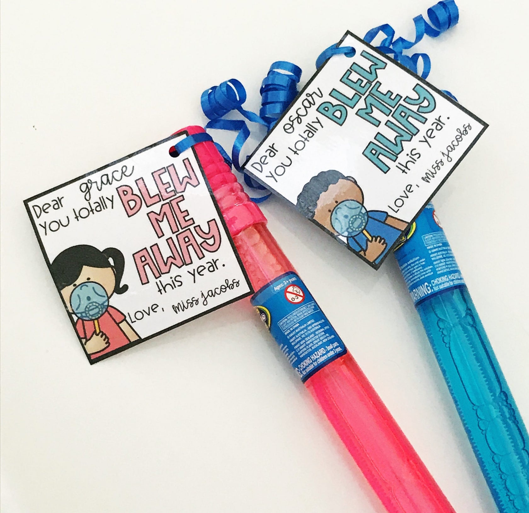 Student Gift Tags for Bubble Wand | You blew me away | Editable