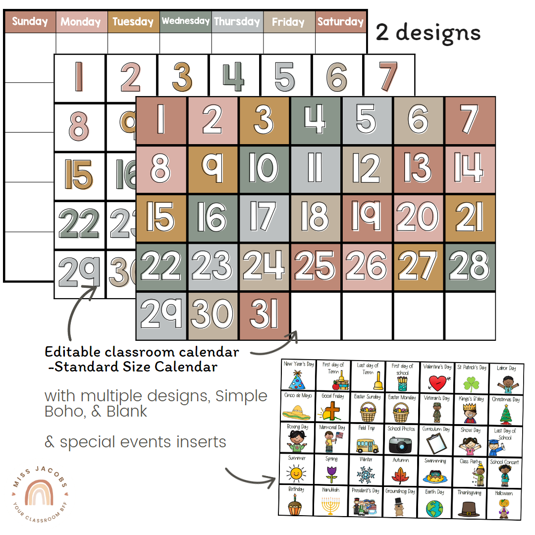 CLASSROOM CALENDAR & WEATHER DISPLAY | SIMPLE BOHO – Miss Jacobs Little ...