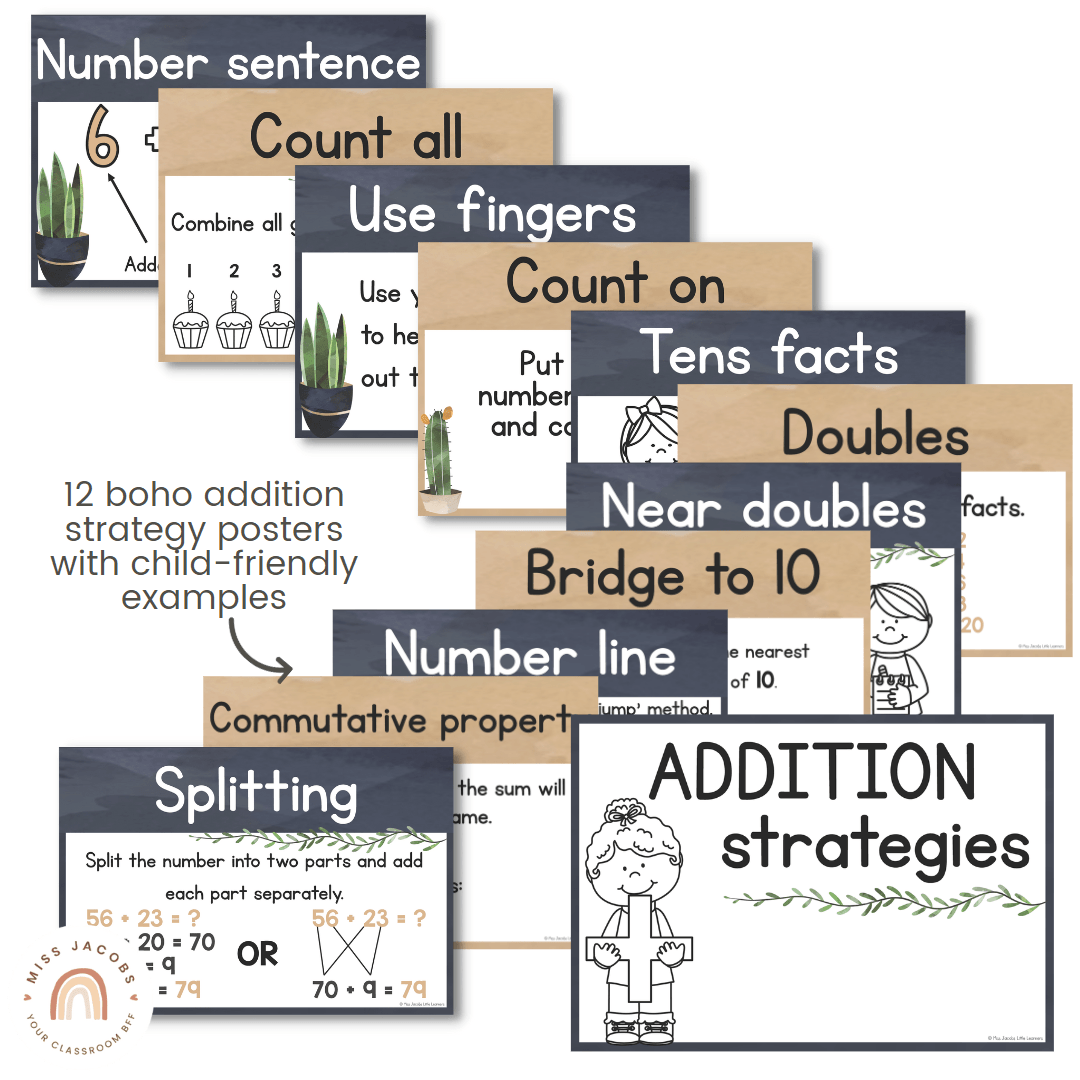 Addition Strategy Posters | Boho Plants