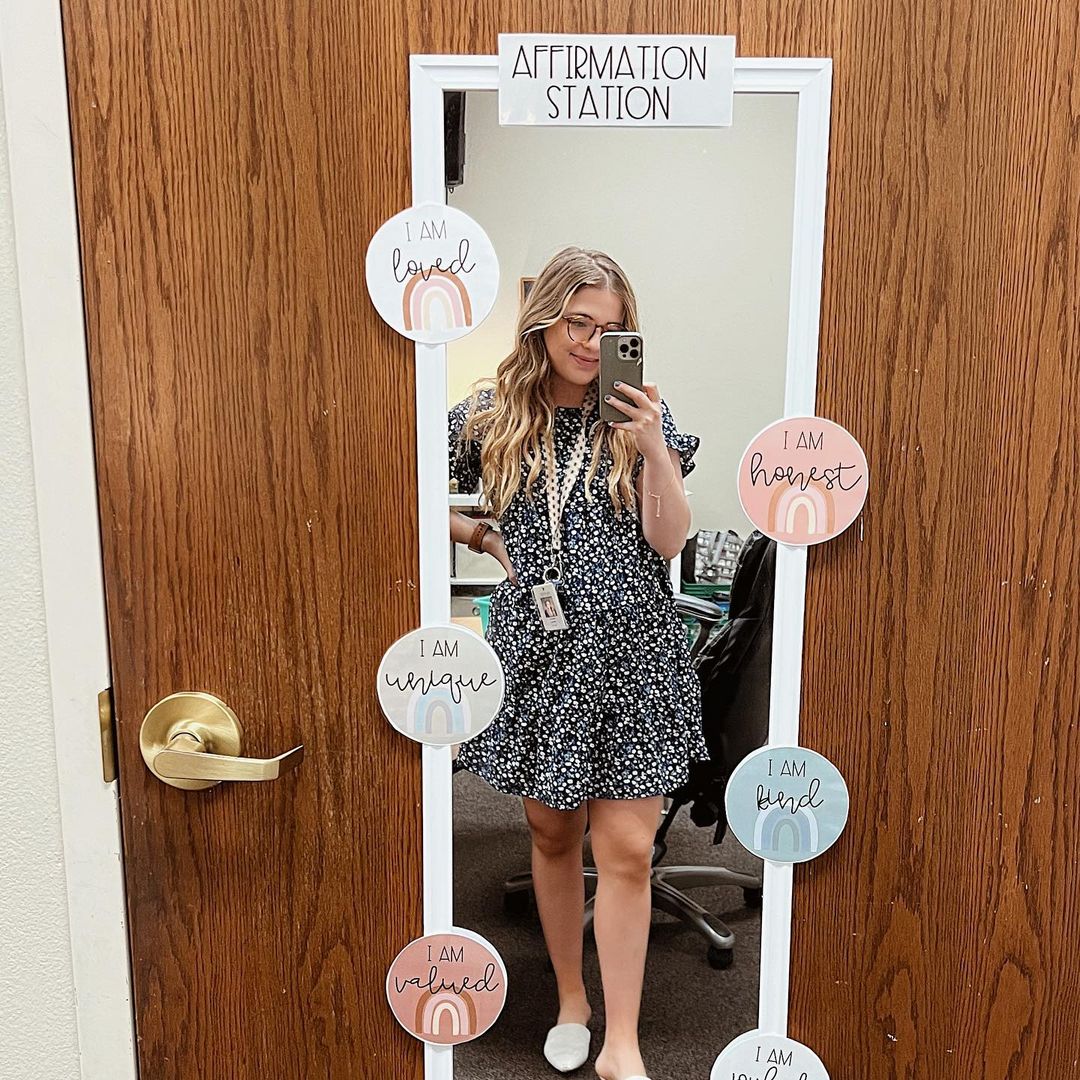 Affirmation Station - Boho Rainbow Neutrals Classroom Theme - MJLL