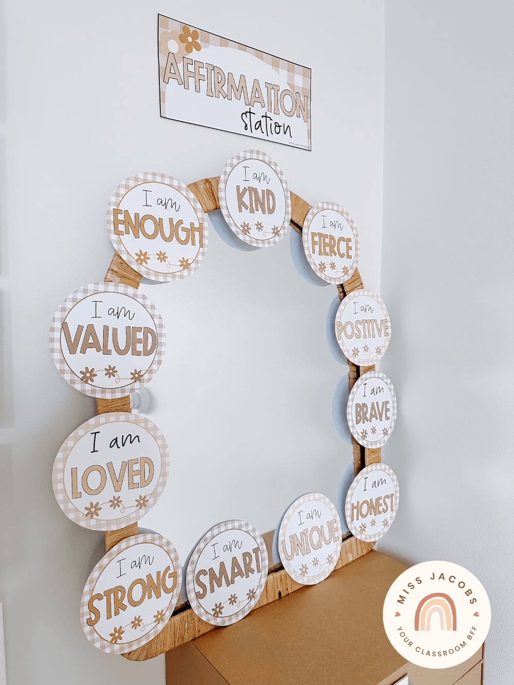 Affirmation Station | Daisy Gingham Neutrals Classroom Decor - Miss ...