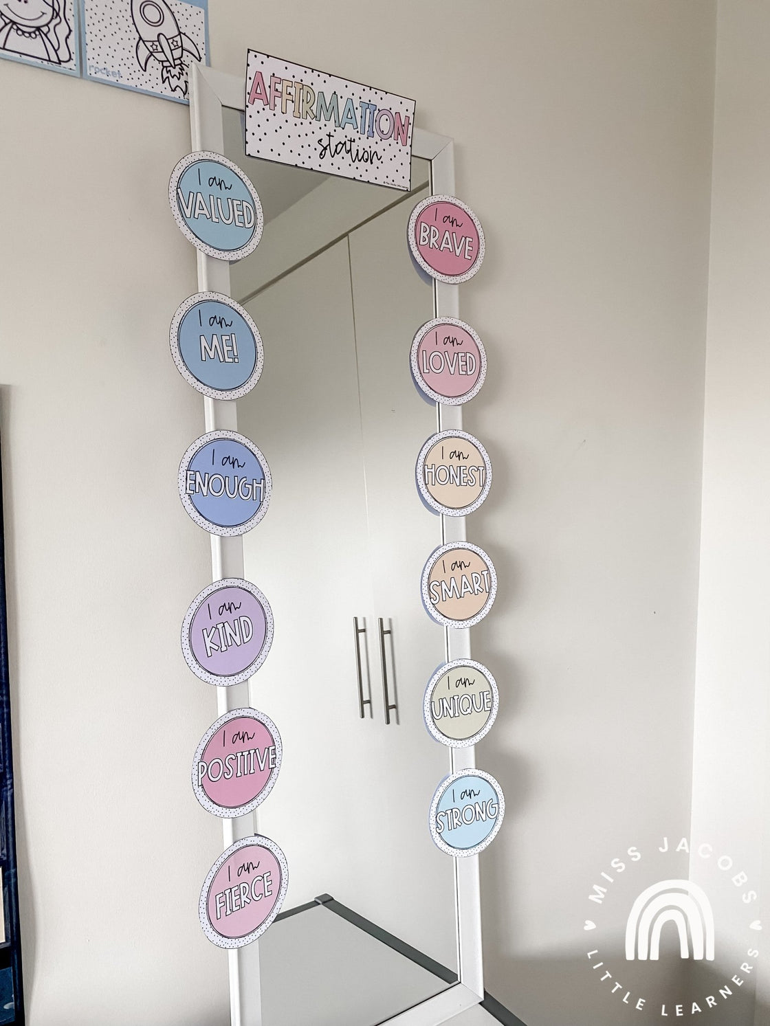 Affirmation Station SPOTTY PASTELS | Positive Affirmations Mirror Disp ...
