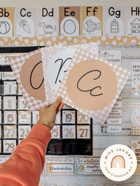 Alphabet Posters | Daisy Gingham Neutrals Classroom Decor | Editable ...