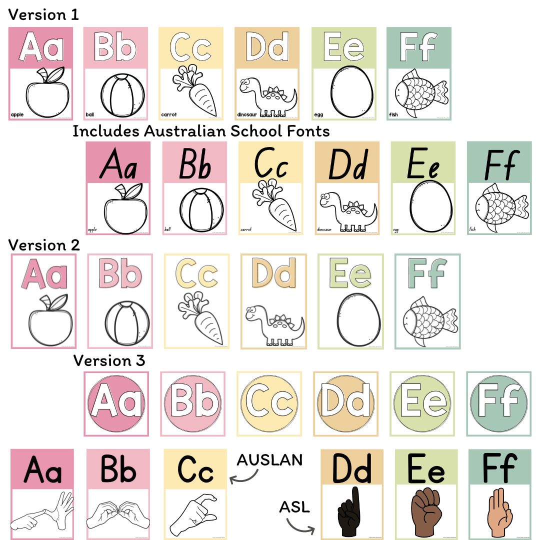 Alphabet Posters - Pastels - Default Title - Miss Jacobs Little Learners