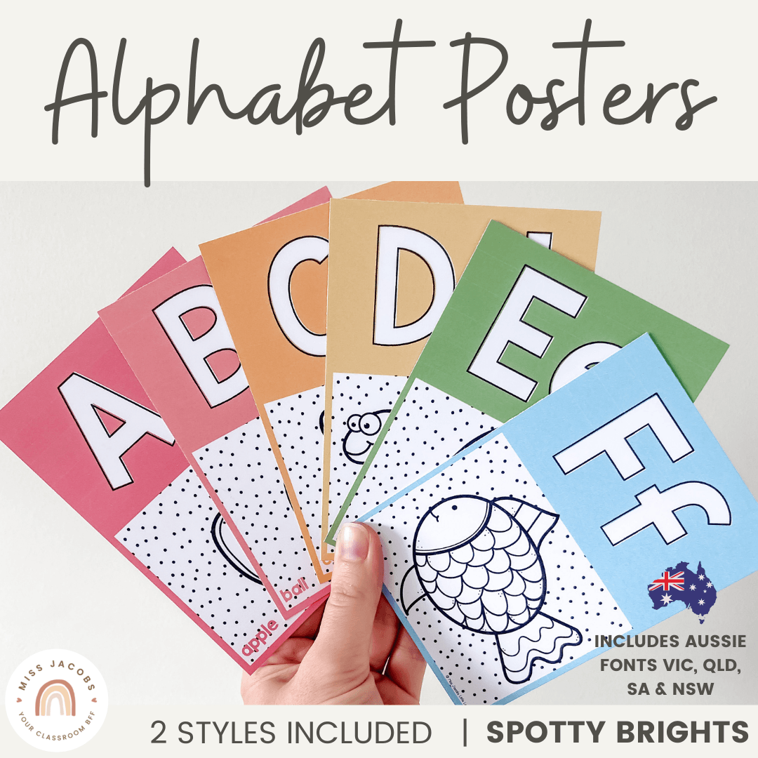 Alphabet Posters - Spotty Bright Theme - Miss Jacobs