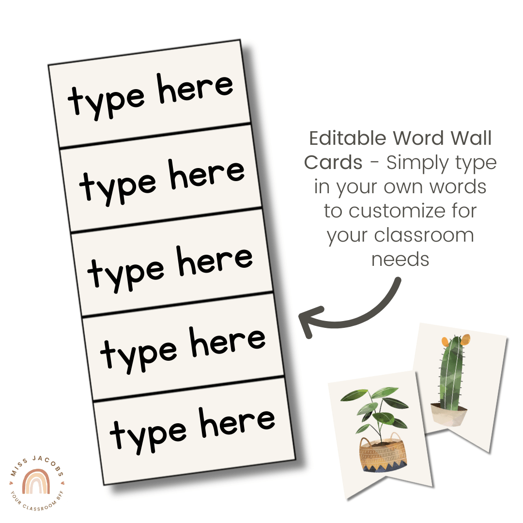 Alphabet Word Wall - Boho Plants Classroom Decor